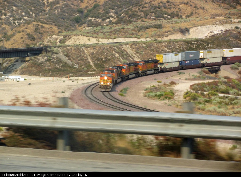A BNSF train coming down the pass
